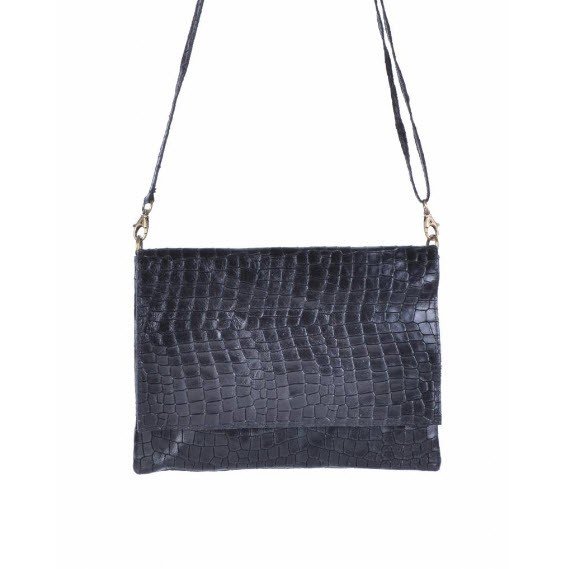 Sort taske i skind - sort skindtaske NEDSAT kun kr. 159,-